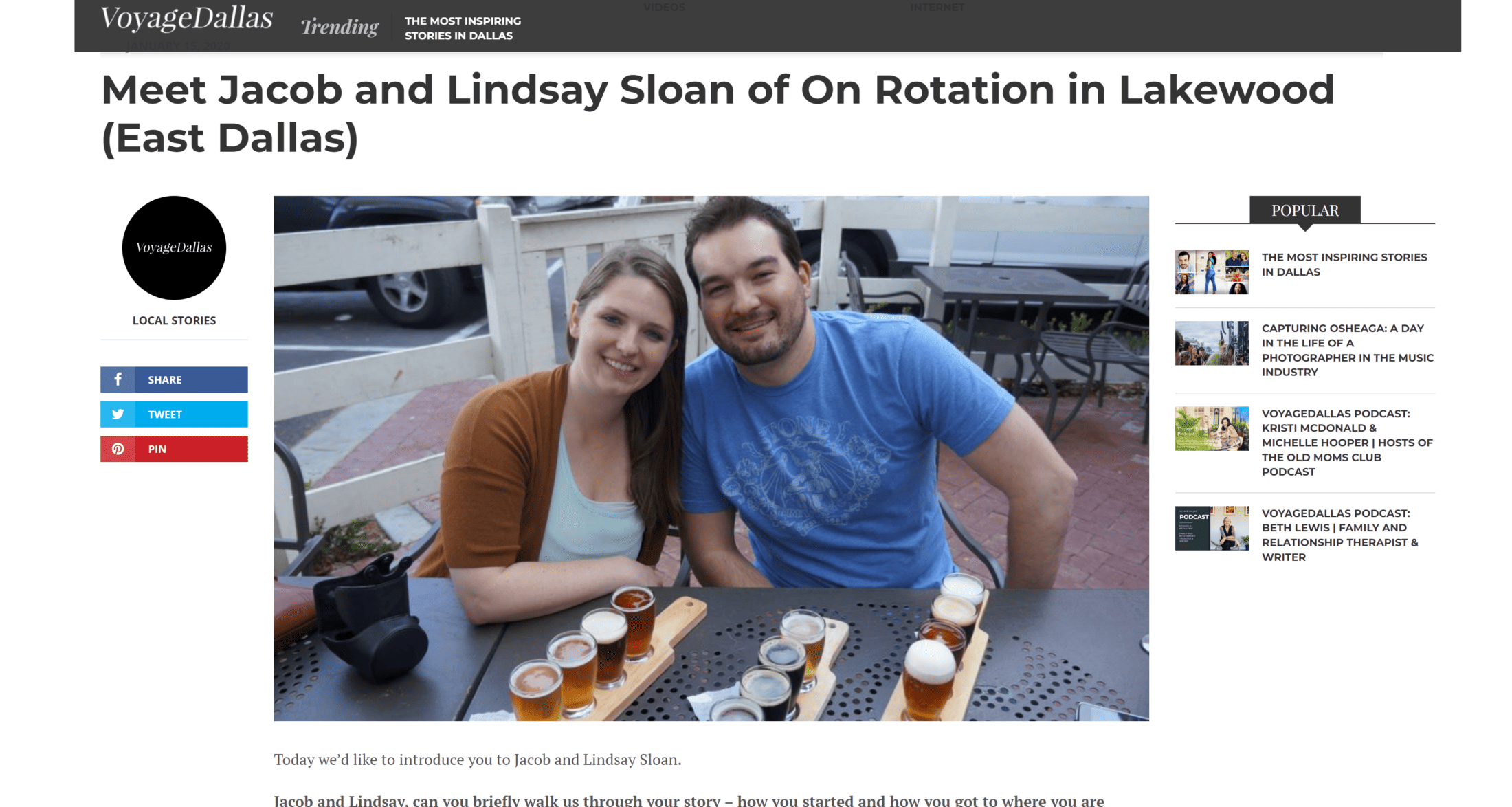 Meet Jacob And Lindsay Sloan Of On Rotation In Lakewood (East Dallas ...